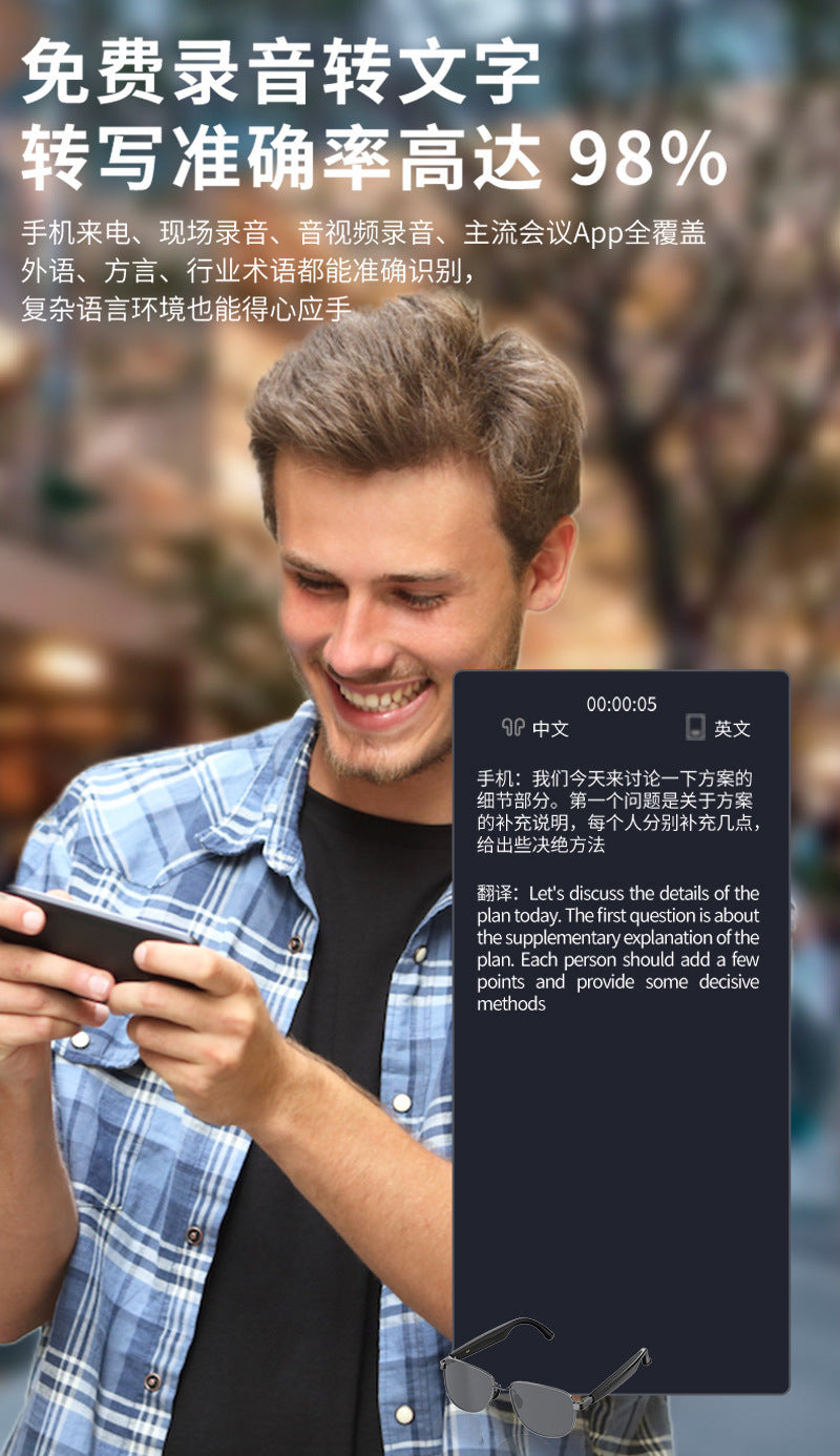 Small Order Wholesale Smart Glasses ai Translation Bluetooth Conference ...